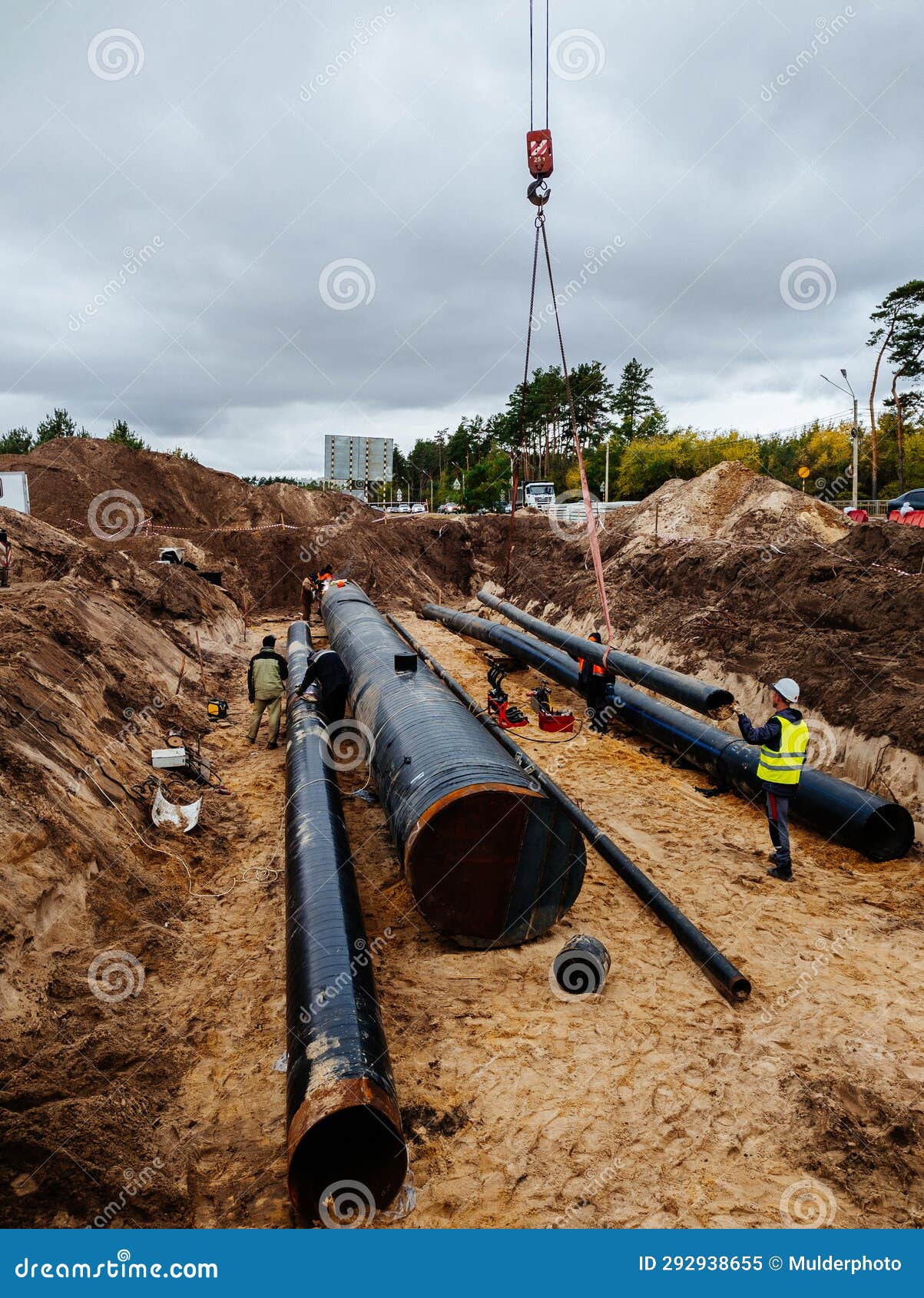 Laying And Joining Of Large Diameter Pipes Editorial Image ...