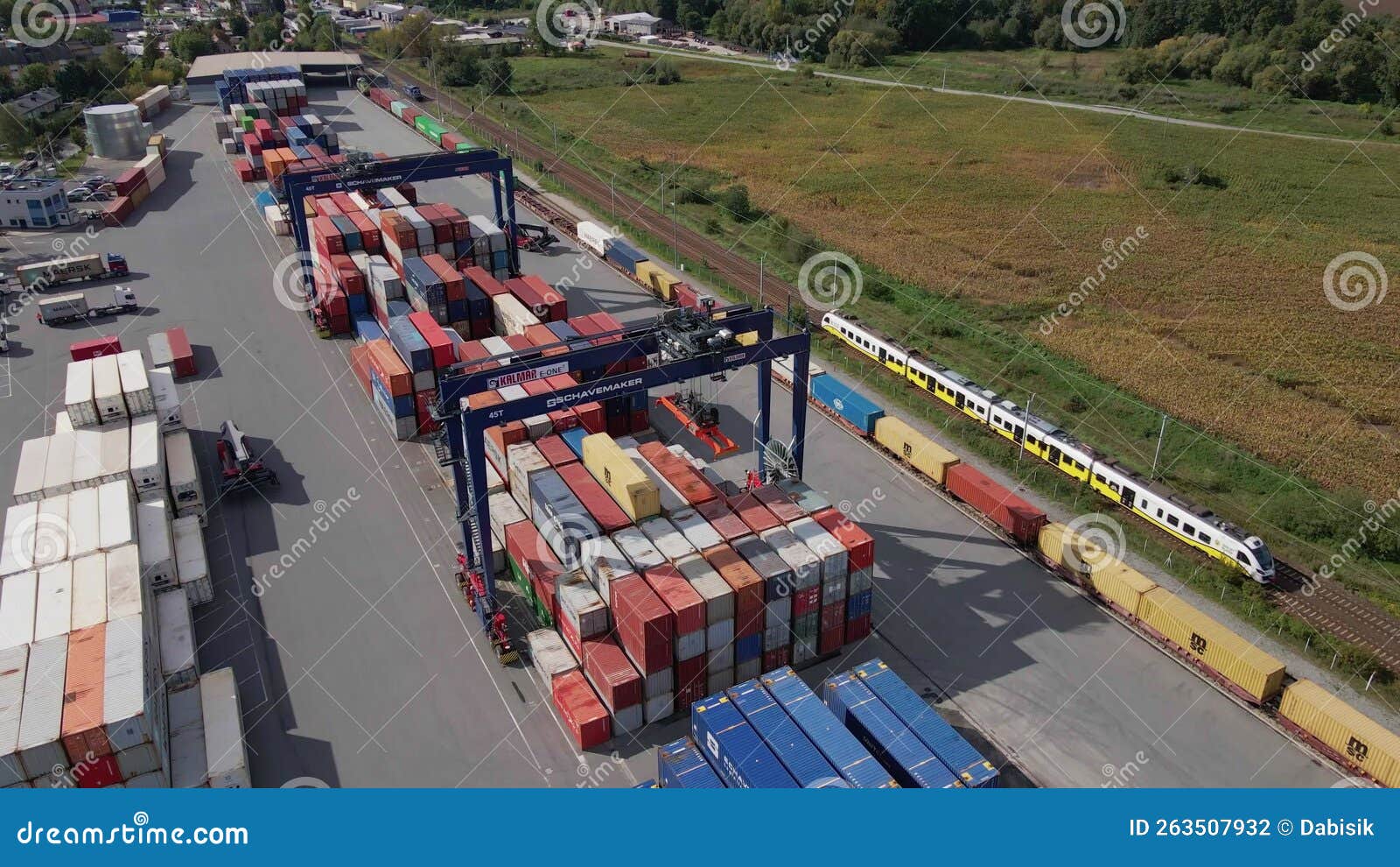 MAERSK Containers on Terminal with Cranes for Loading Stock Footage ...