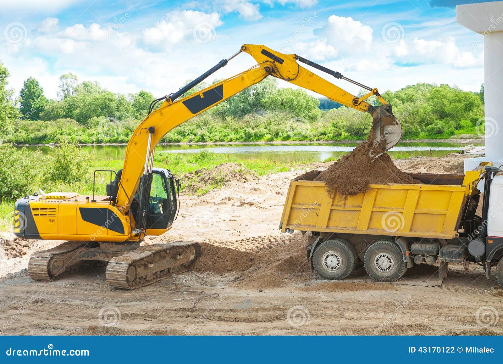 Process of Loading of Sand by Exkavator Stock Photo - Image of mining ...
