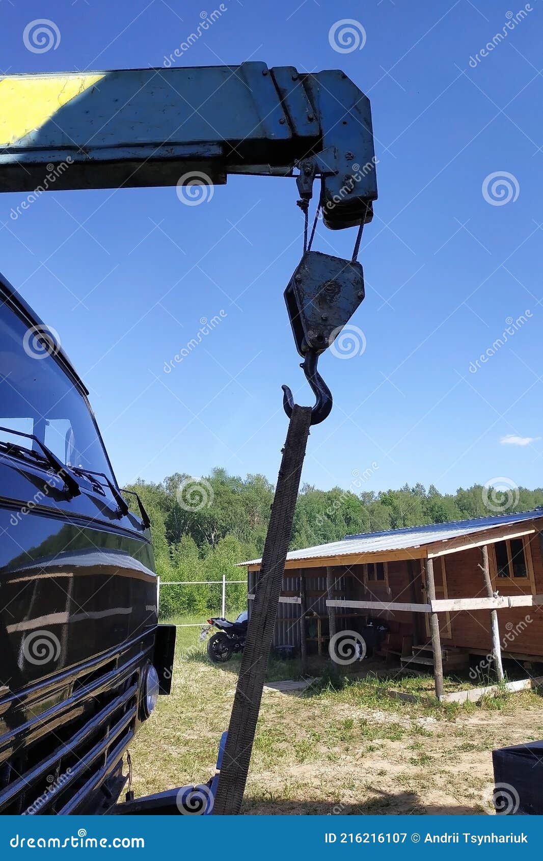 The Process Of Loading And Unloading Using A Mobile Crane Blocks And ...