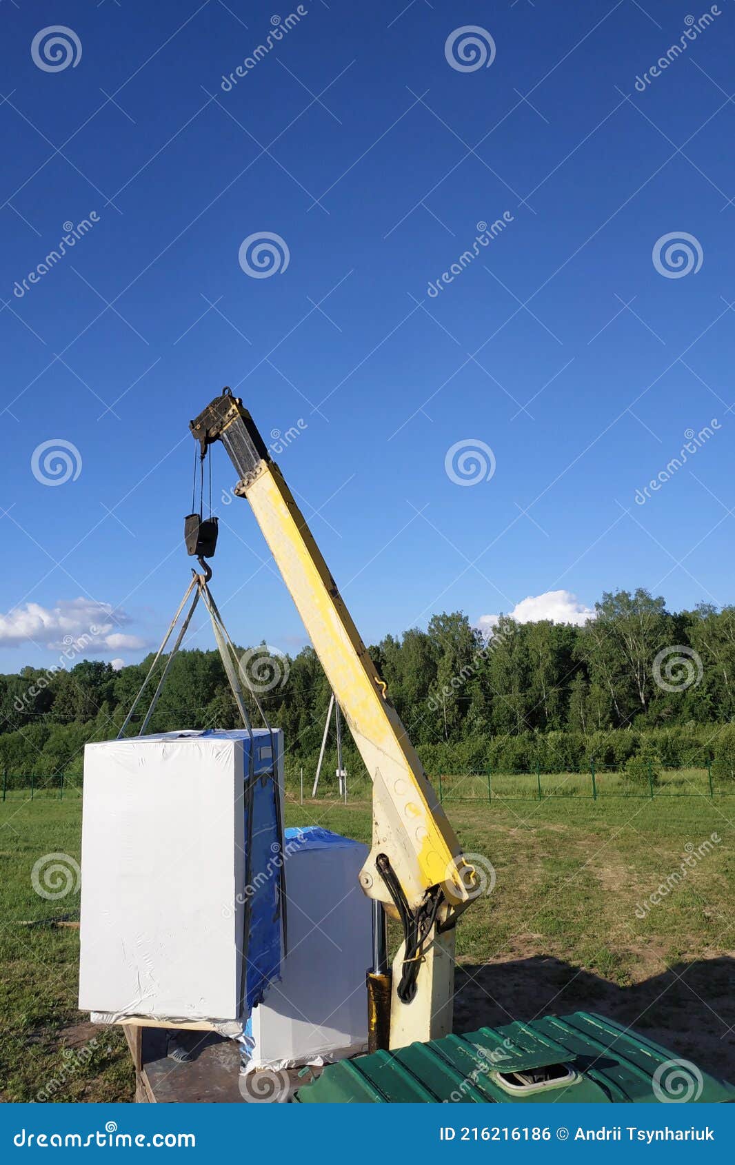 The Process of Loading and Unloading Using a Mobile Crane Blocks and ...