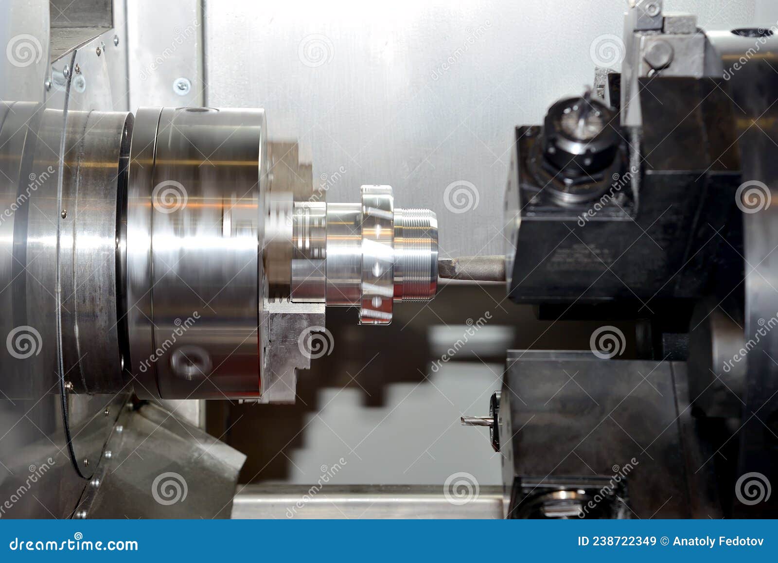 Process of Machining a Metal Workpiece on a Lathe Stock Image - Image ...