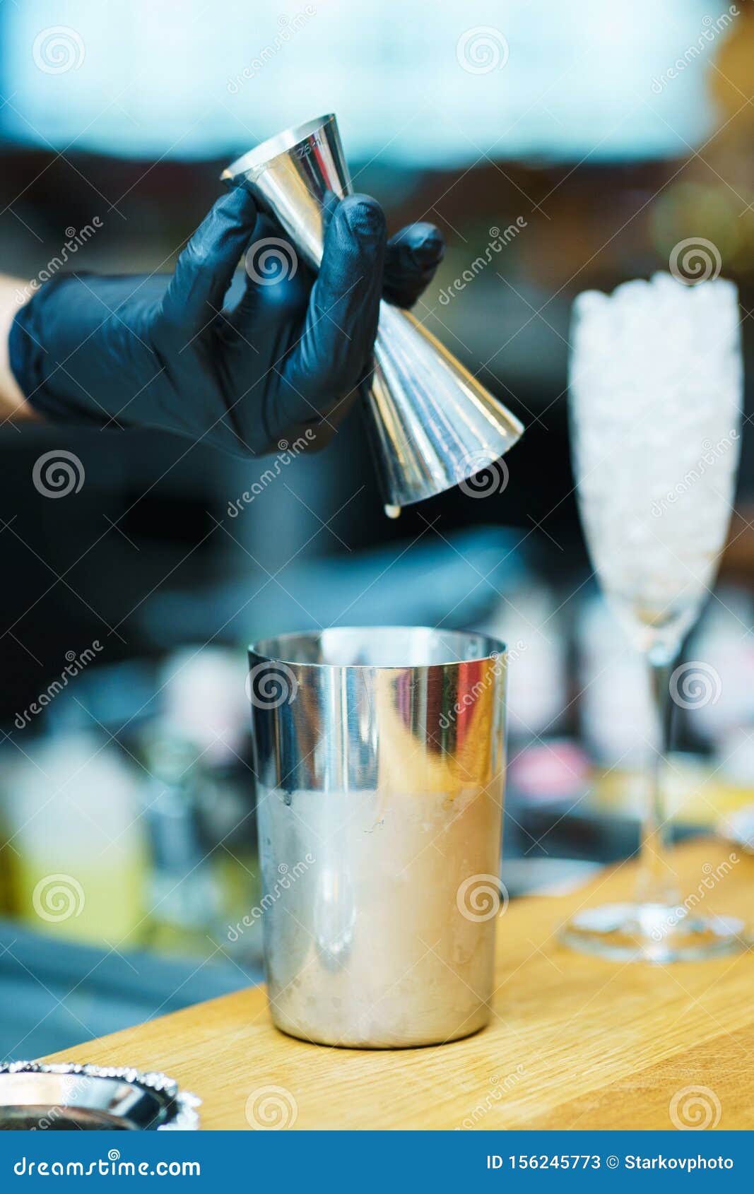Process of Making an Alcoholic Cocktail by the Bartender at the Bar ...