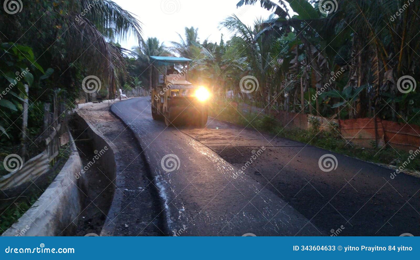 The Process of Making Asphalt Roads in Villages Stock Image - Image of ...