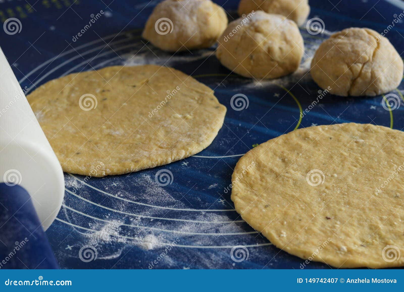 Process of Making Bread: the Dough is Rolled Out on the Working Surface ...