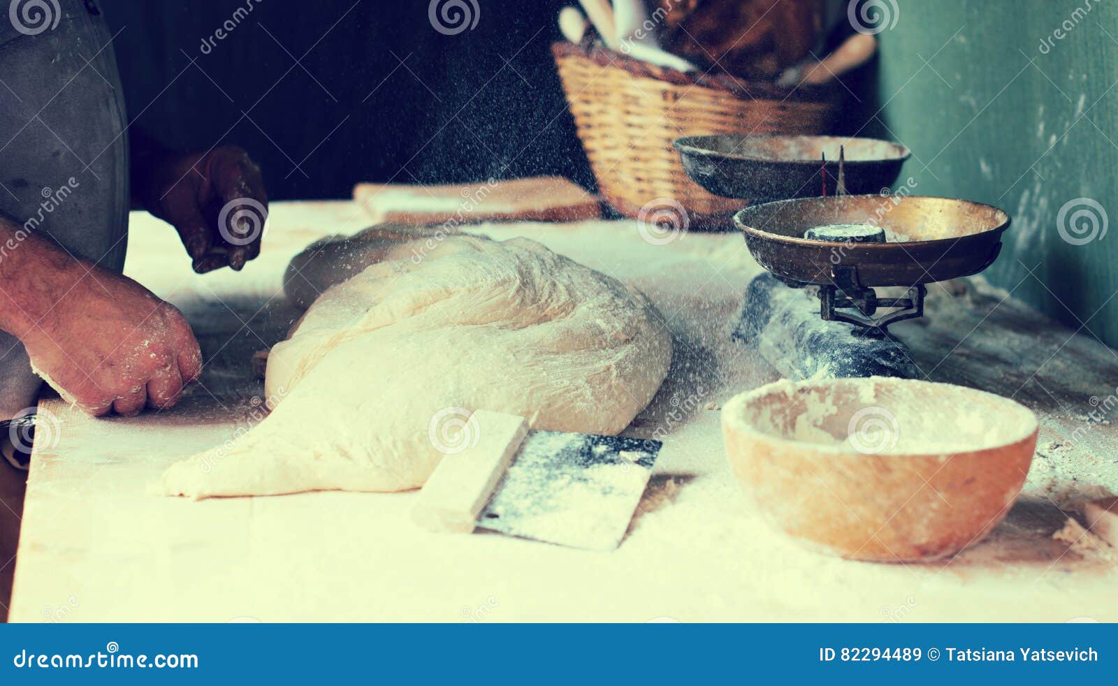 Process of making bread stock image. Image of dough, adults - 82294489