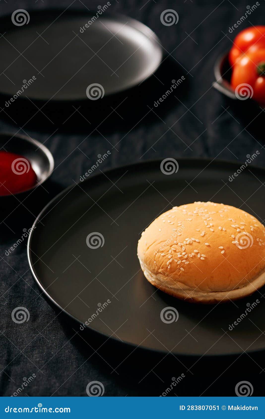 Process Making of Burger, Step by Step Isolated on Black Background ...