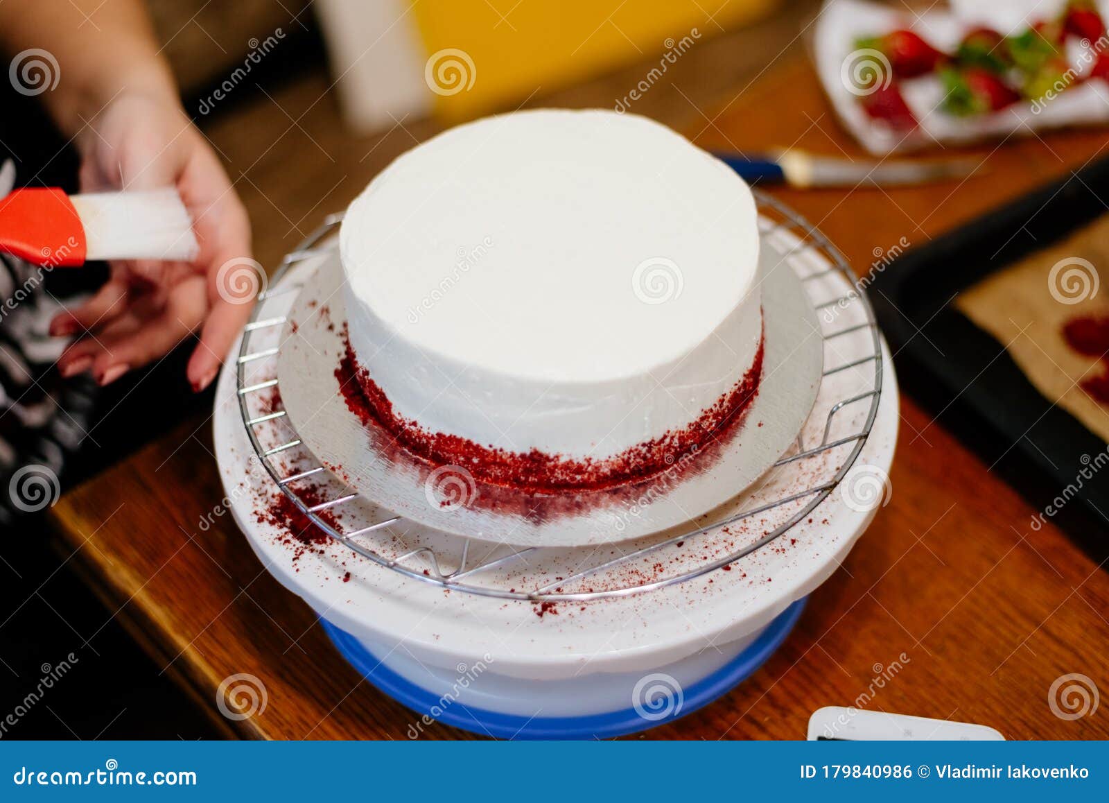 The Process of Making a Cake is Red Velvet. Stock Photo - Image of ...