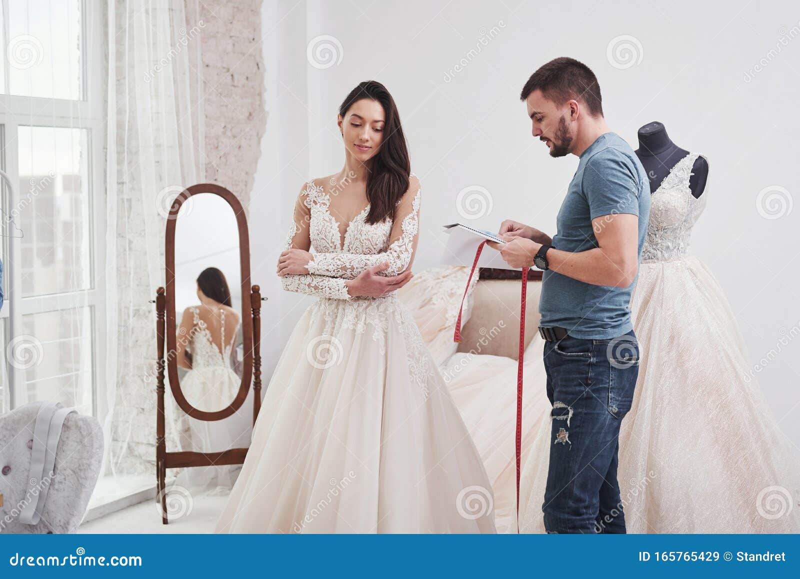 Process of Making Calculations To the Bride. the Process of Fitting the ...