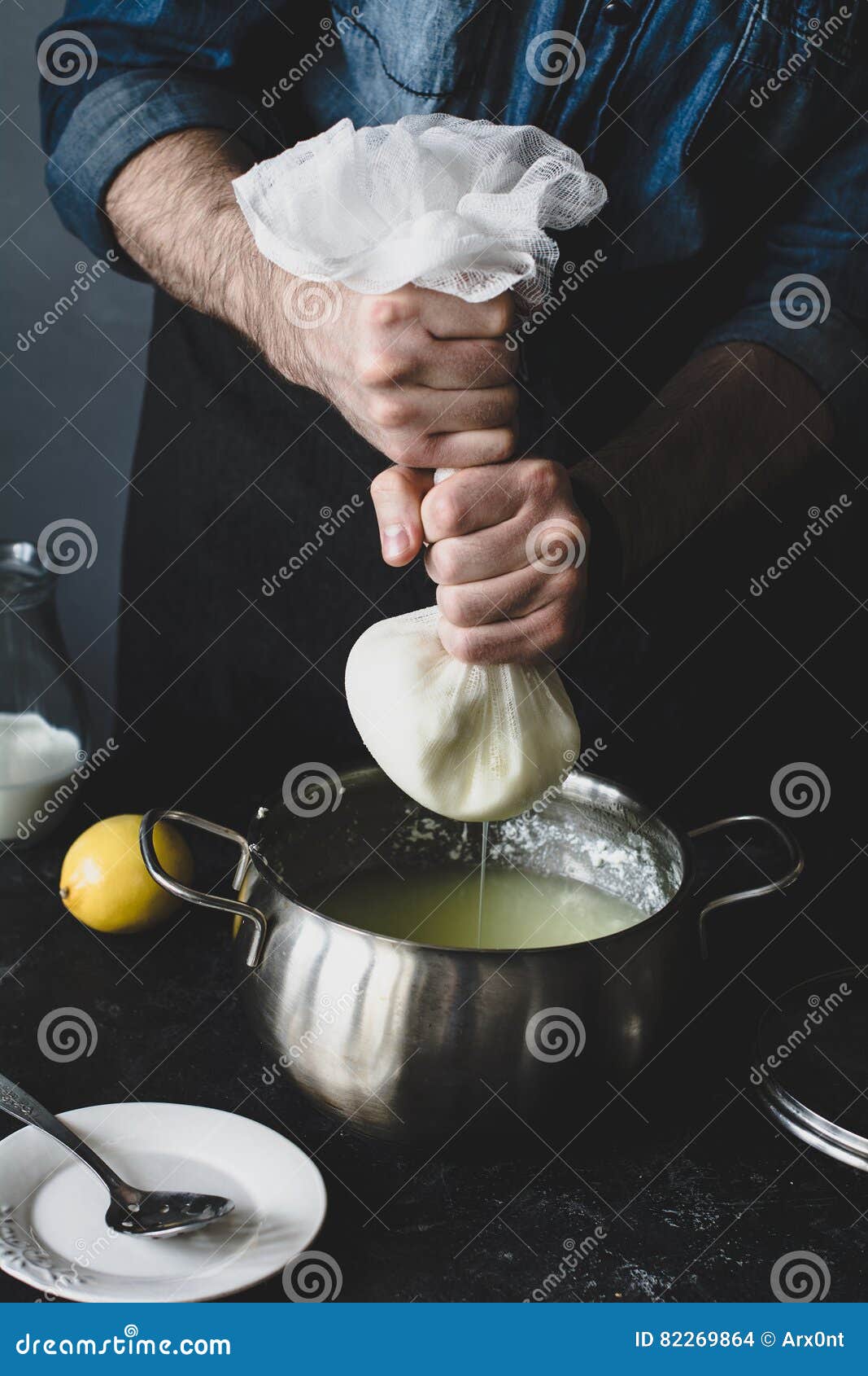Process of making cheese stock photo. Image of bowl, healthy - 82269864