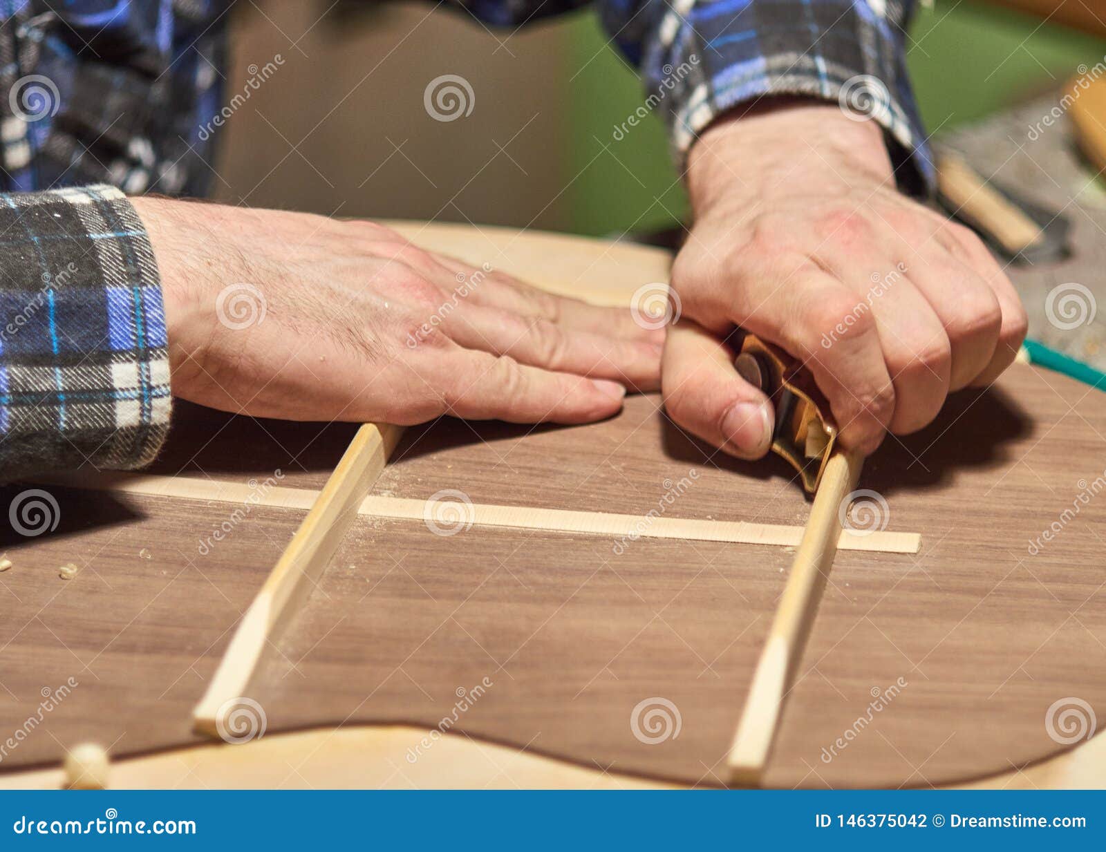 The Process of Making Classical Guitar. Stock Photo - Image of measure ...
