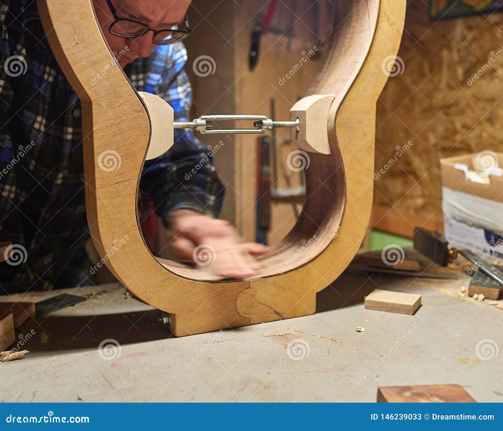 The Process of Making Classical Guitar. Stock Image - Image of material ...