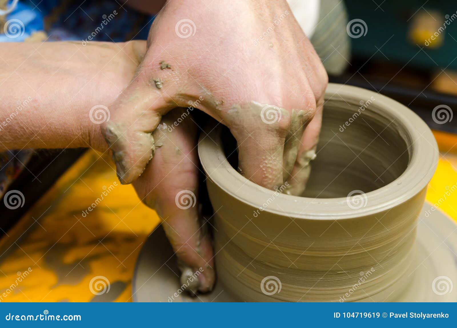 Making clay pots stock image. Image of artist, hobby - 104719619