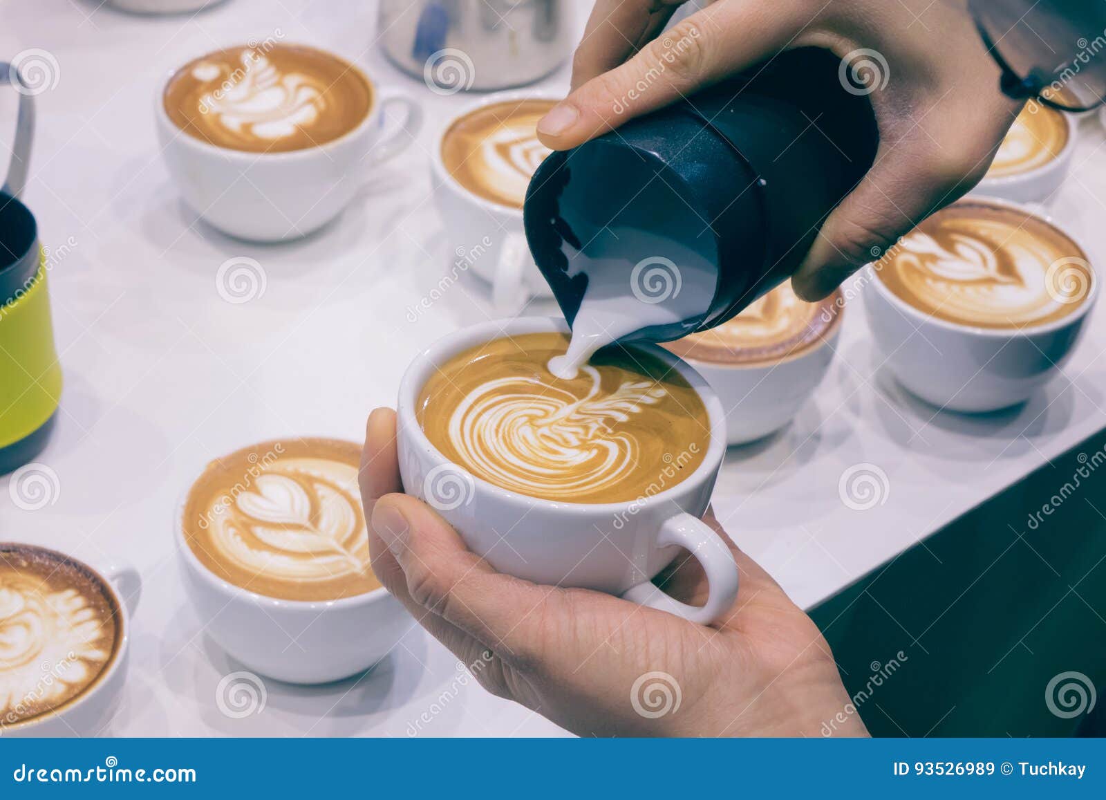 The Process of Making Coffee Stock Image - Image of drinking, creamy ...