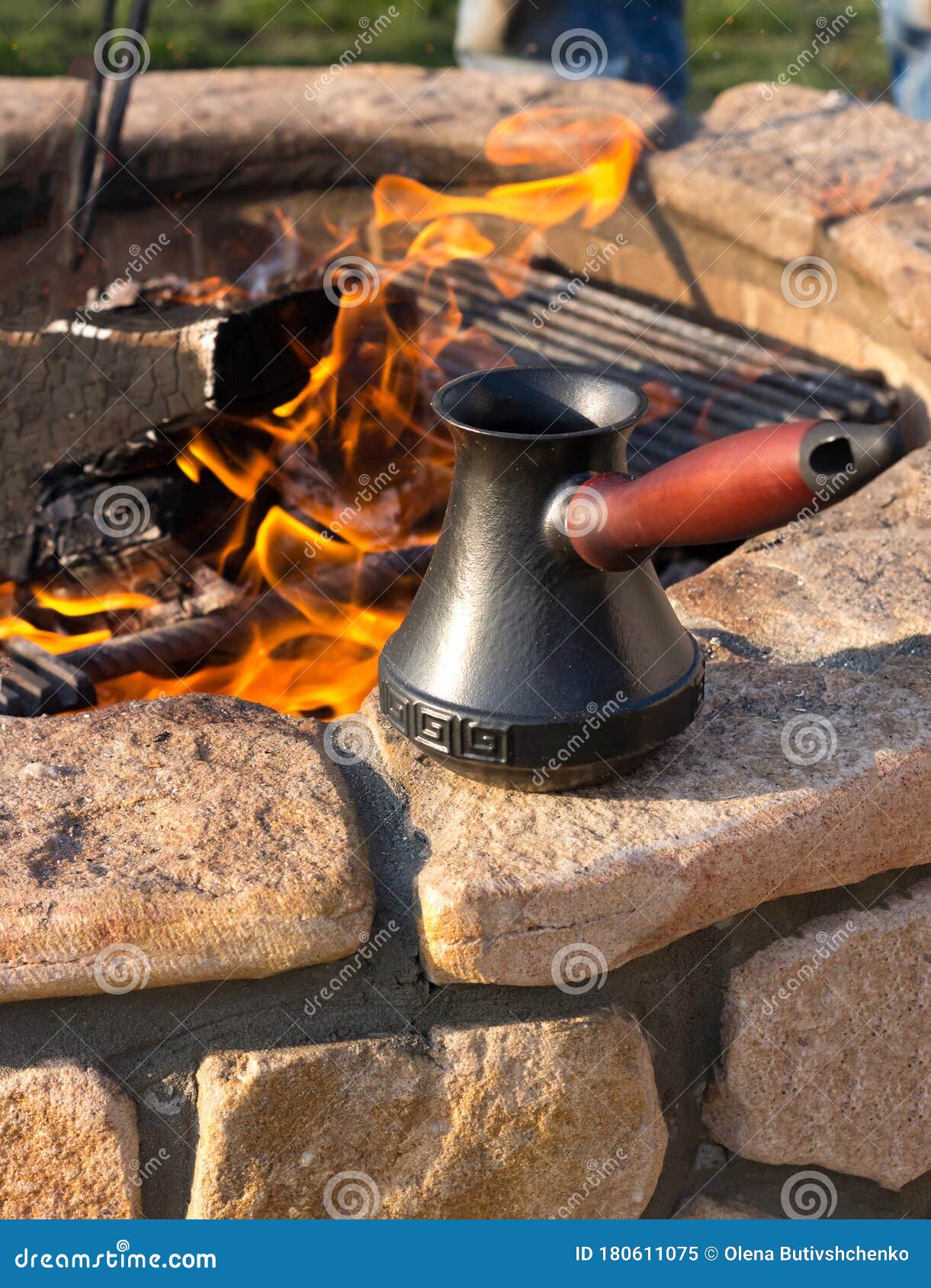 The Process of Making Coffee on Fire. Space for Text. Time Out of Town ...