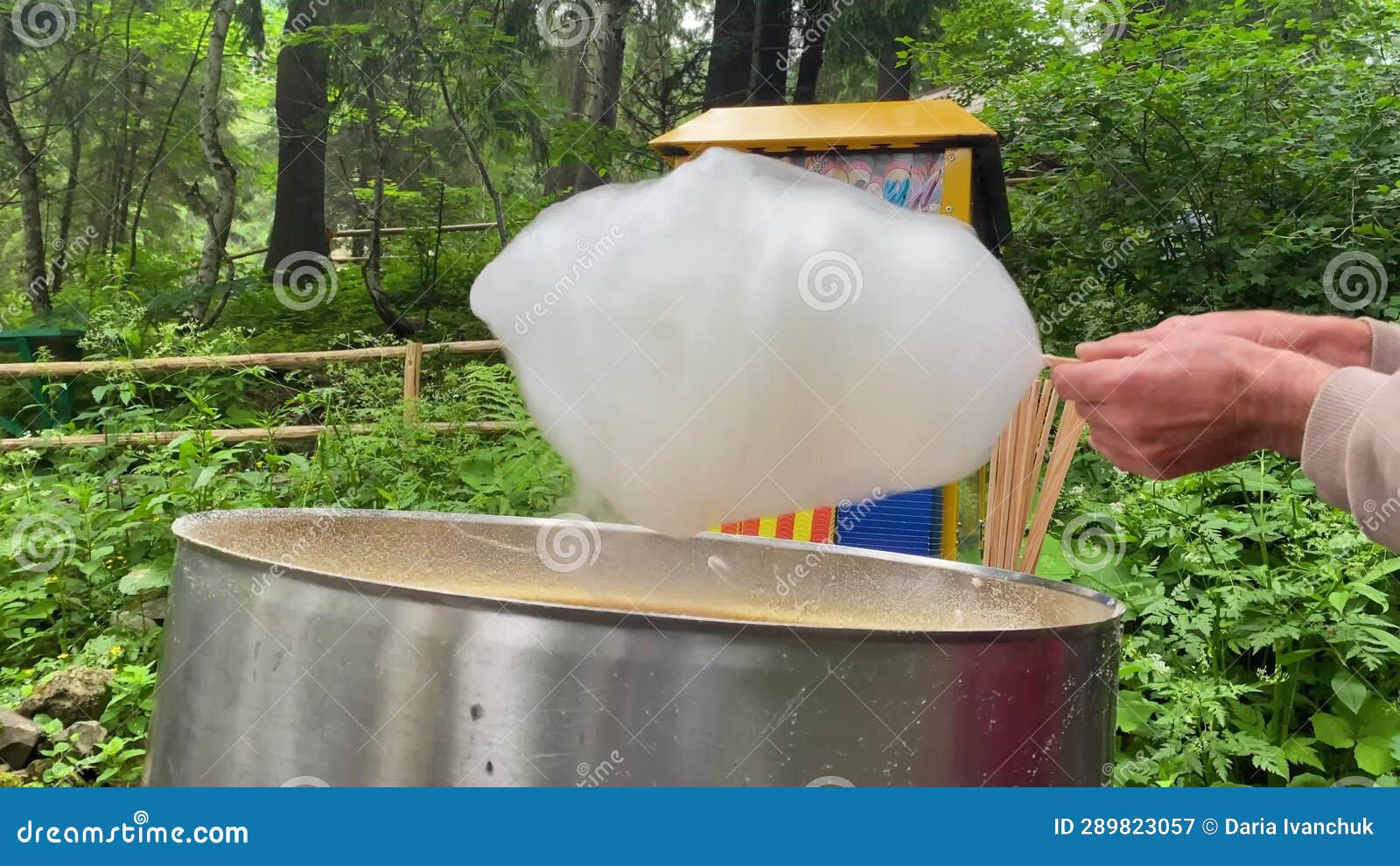 The Process of Making Cotton Candy Outdoors for Children. Stock Video ...