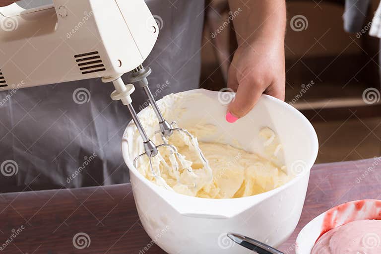 The Process of Making a Cream for Confectionery Stock Photo - Image of ...