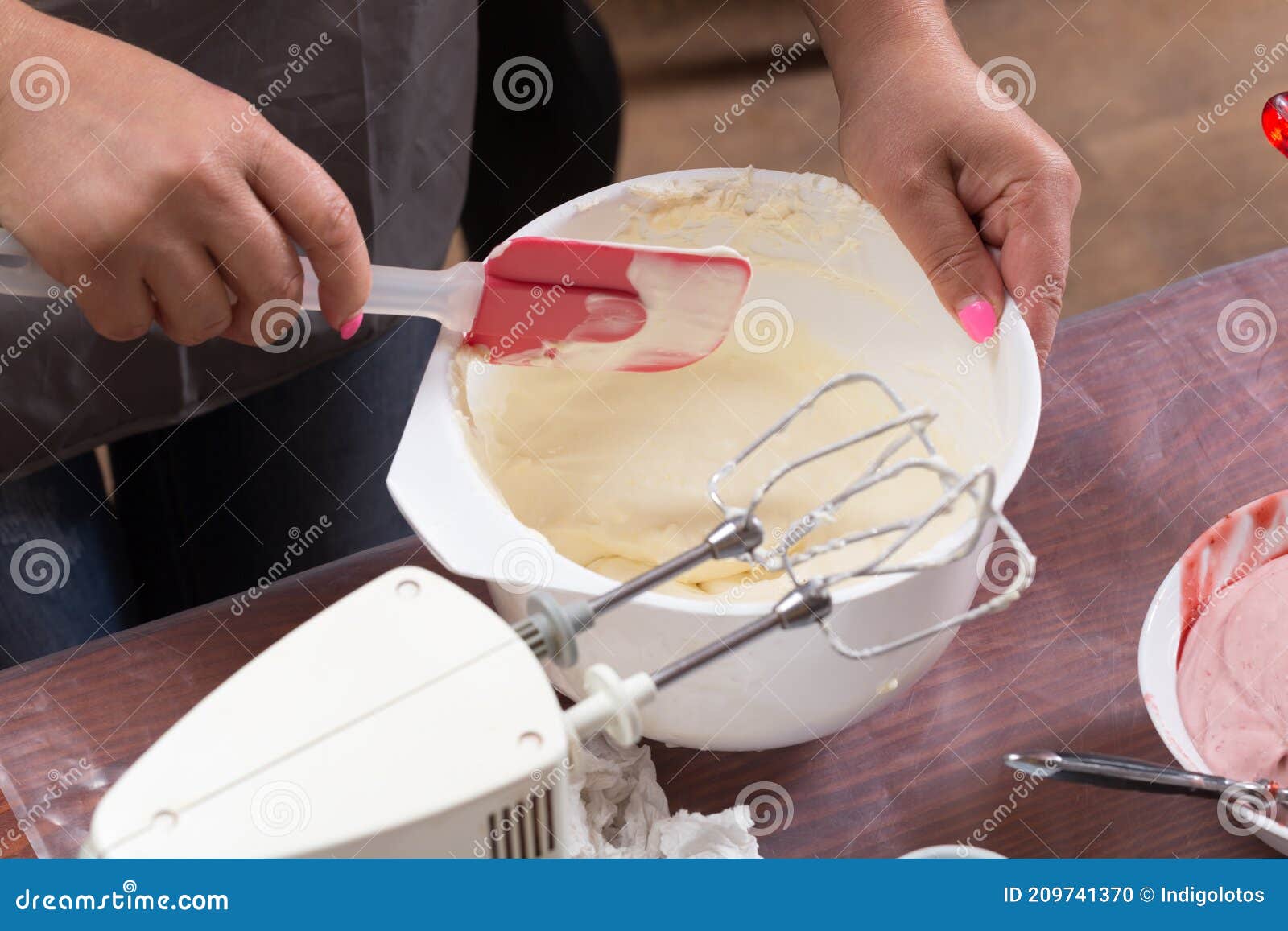 The Process of Making a Cream for Confectionery Stock Photo - Image of ...