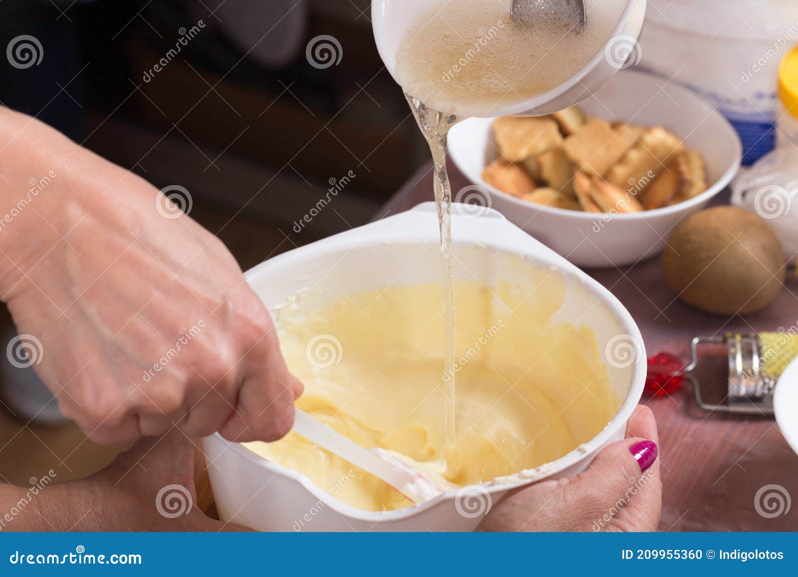 The Process of Making a Cream for Confectionery Stock Photo - Image of ...