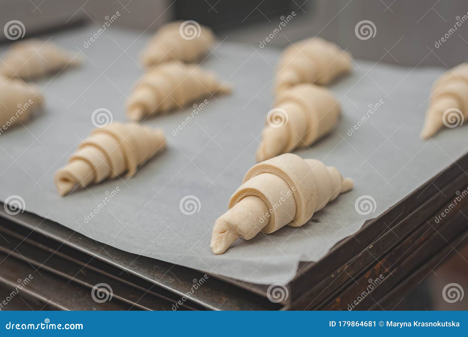 The Process of Making Croissants in a Bakery Stock Image - Image of ...