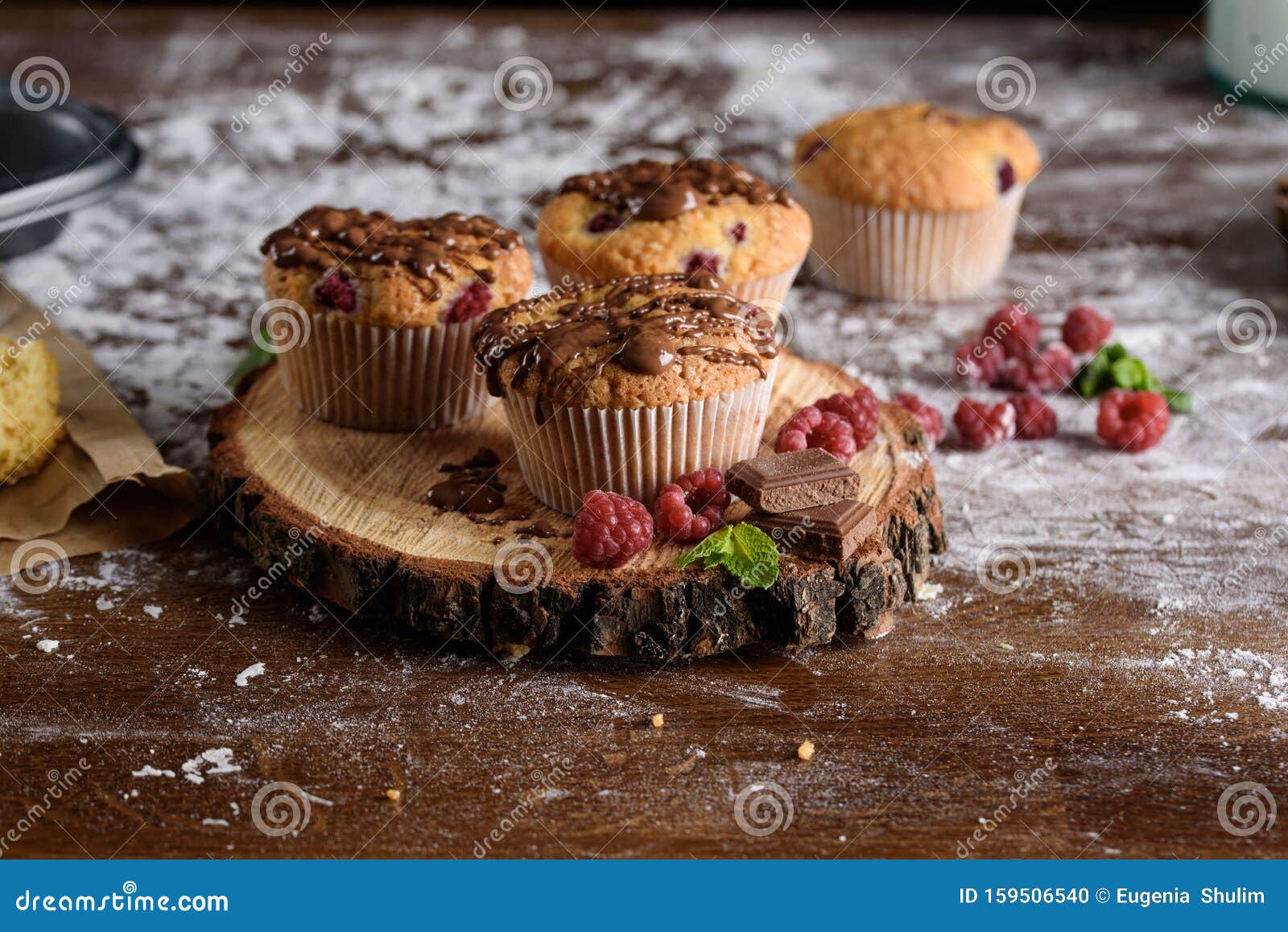 The Process of Making Cupcakes, Coating a Cream from a Pastry Bag in ...