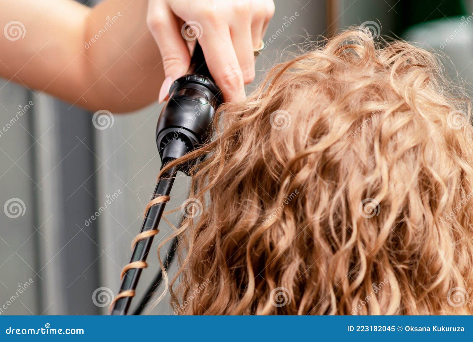 Making Curls by Curling Iron. Stock Image - Image of fashion, curly ...