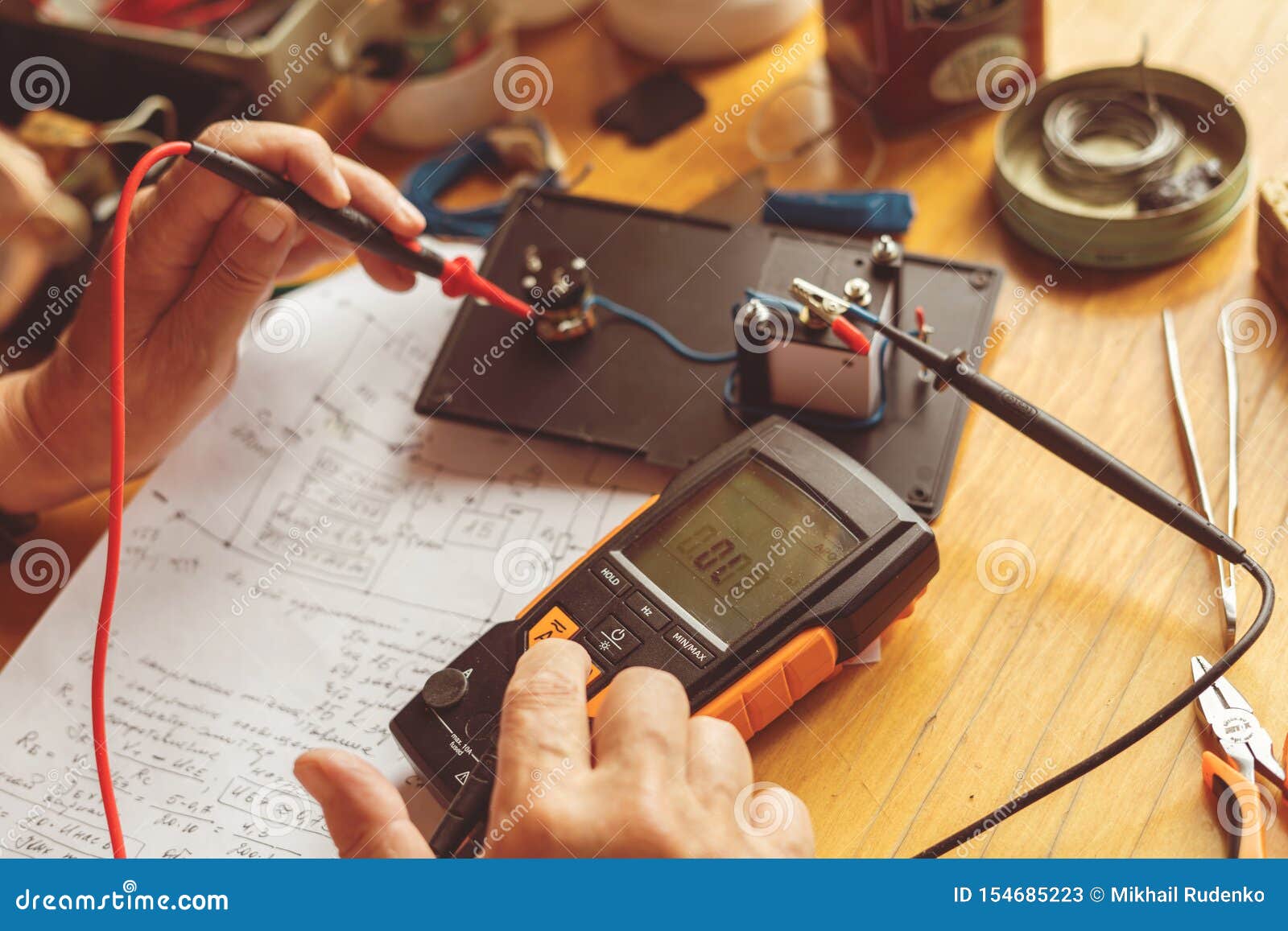 Process of Making Electrical Measurements with Multimeter, Testing the ...