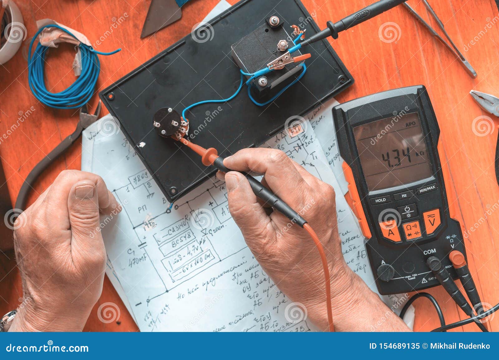 Process of Making Electrical Measurements with Multimeter, Testing the ...