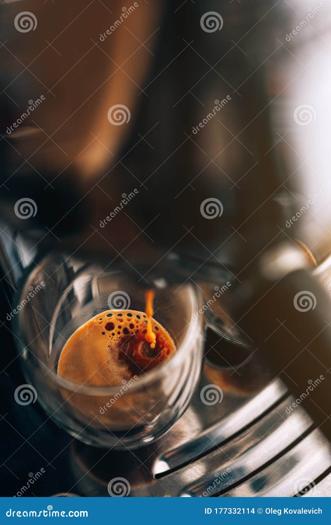 The Process of Making Espresso in the Coffee Machine Stock Photo ...