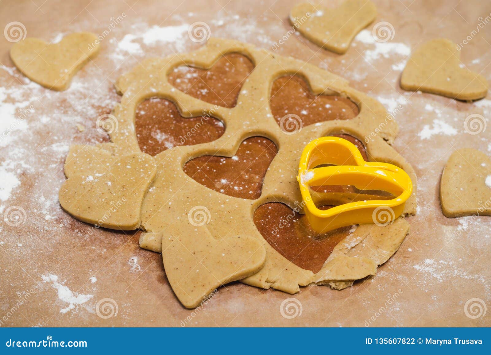 The Process of Making Ginger Cookies in the Form of a Heart ...
