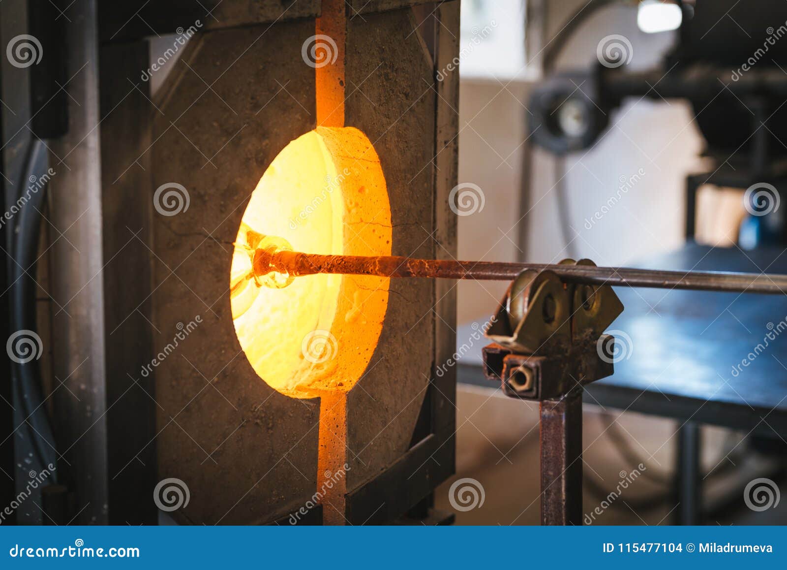 Glass making process. stock photo. Image of mold, factory - 115477104