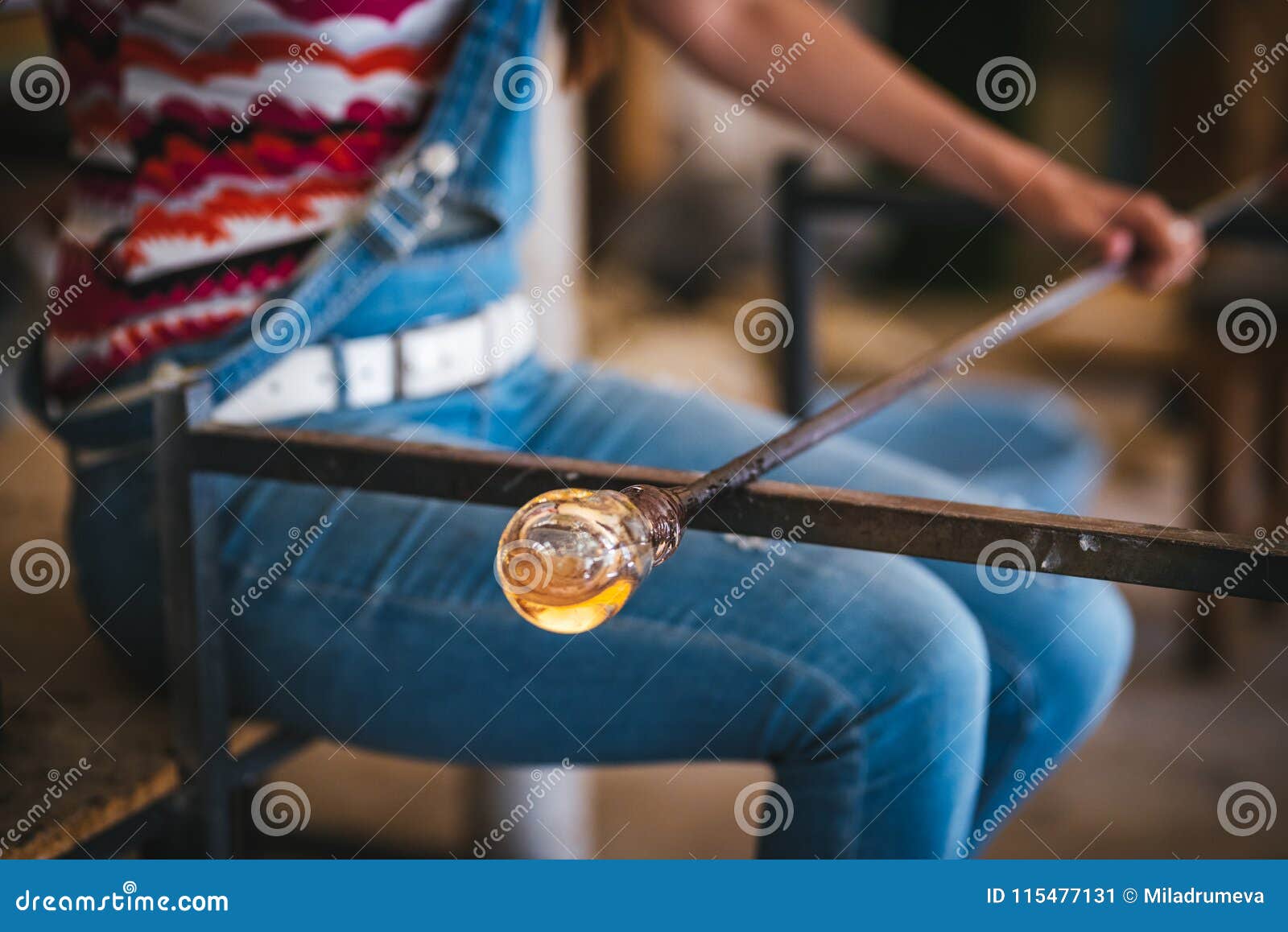 Glass making process. stock image. Image of factory - 115477131