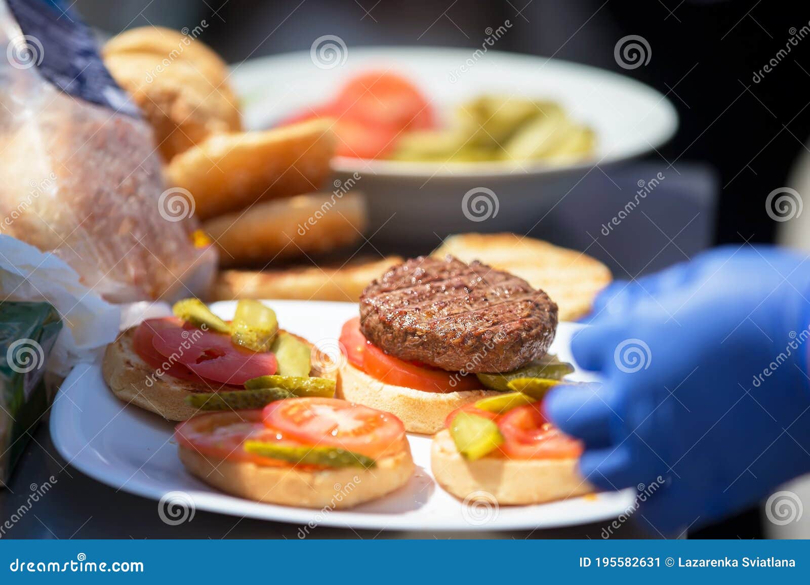 The Process of Making a Hamburger Stock Image - Image of burger ...