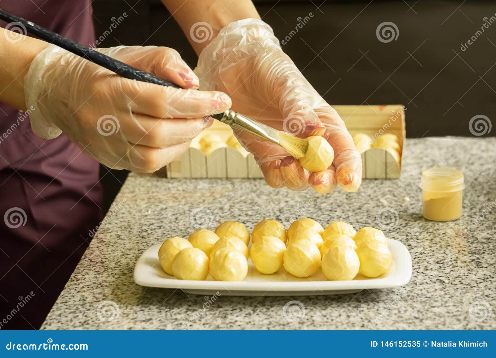 The Process of Making Handmade Candies. Chocolatier Brings Candurin on ...