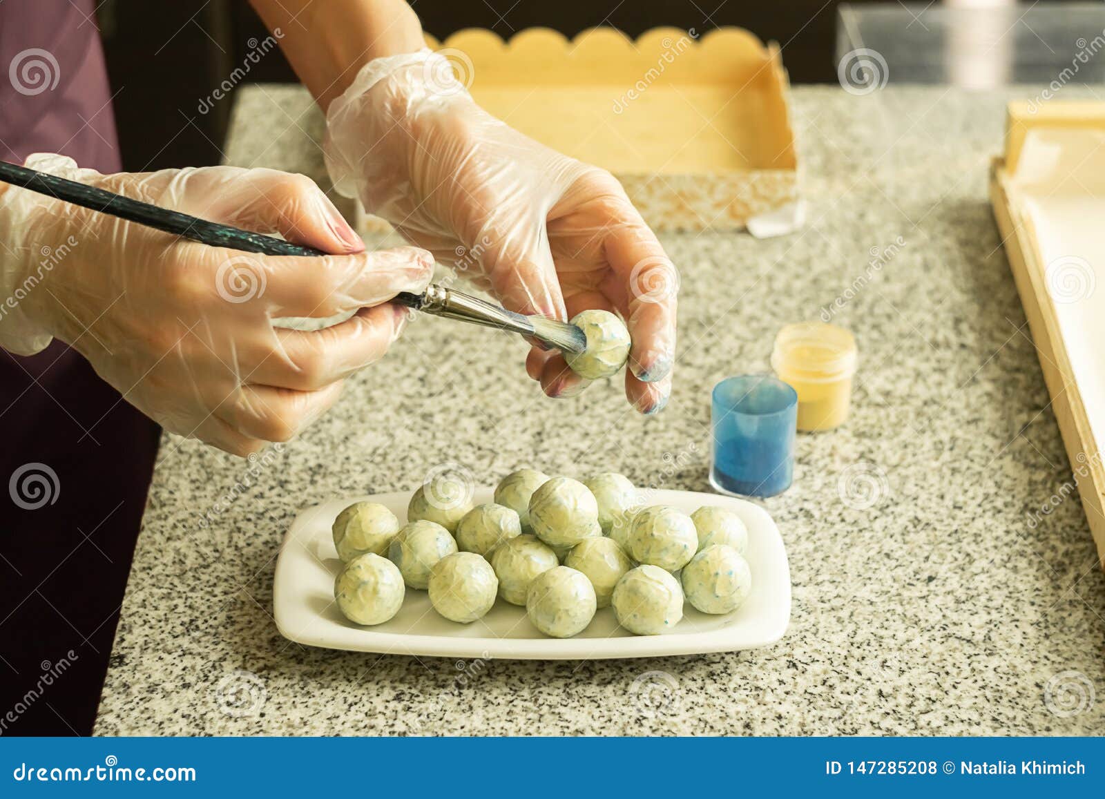 The Process of Making Handmade Candies. Chocolatier Brings Candurin on ...