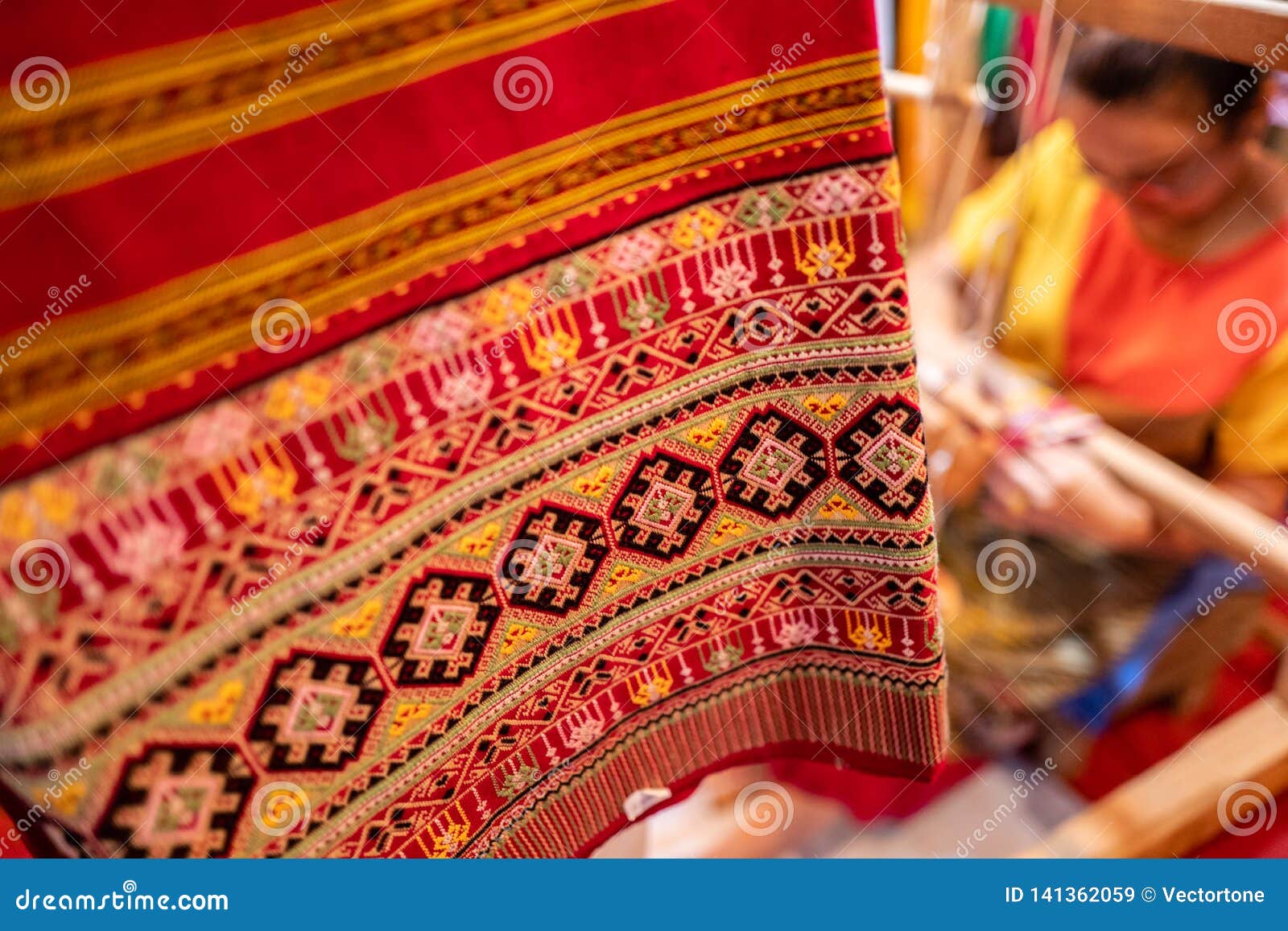 Process of Making Handmade Silk with Traditional Graphic Style. Stock ...