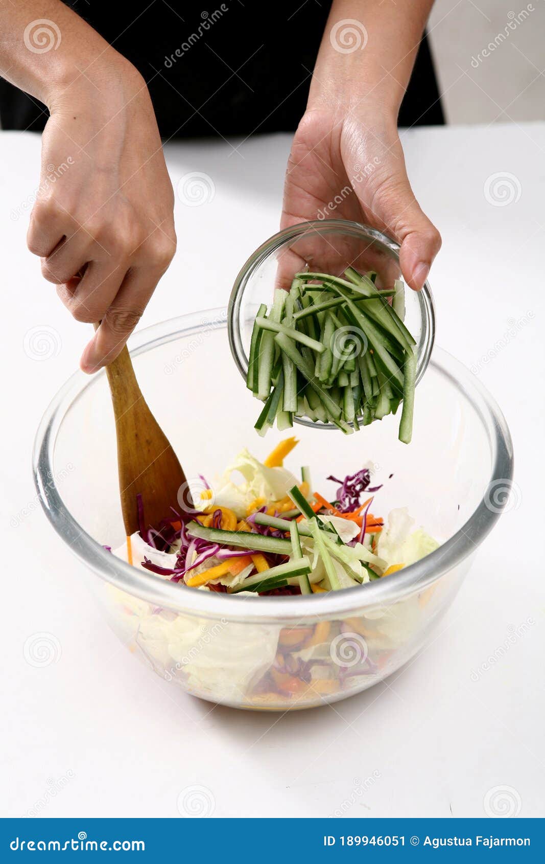 The Process of Making Healthy Salad Stock Image - Image of boarding ...