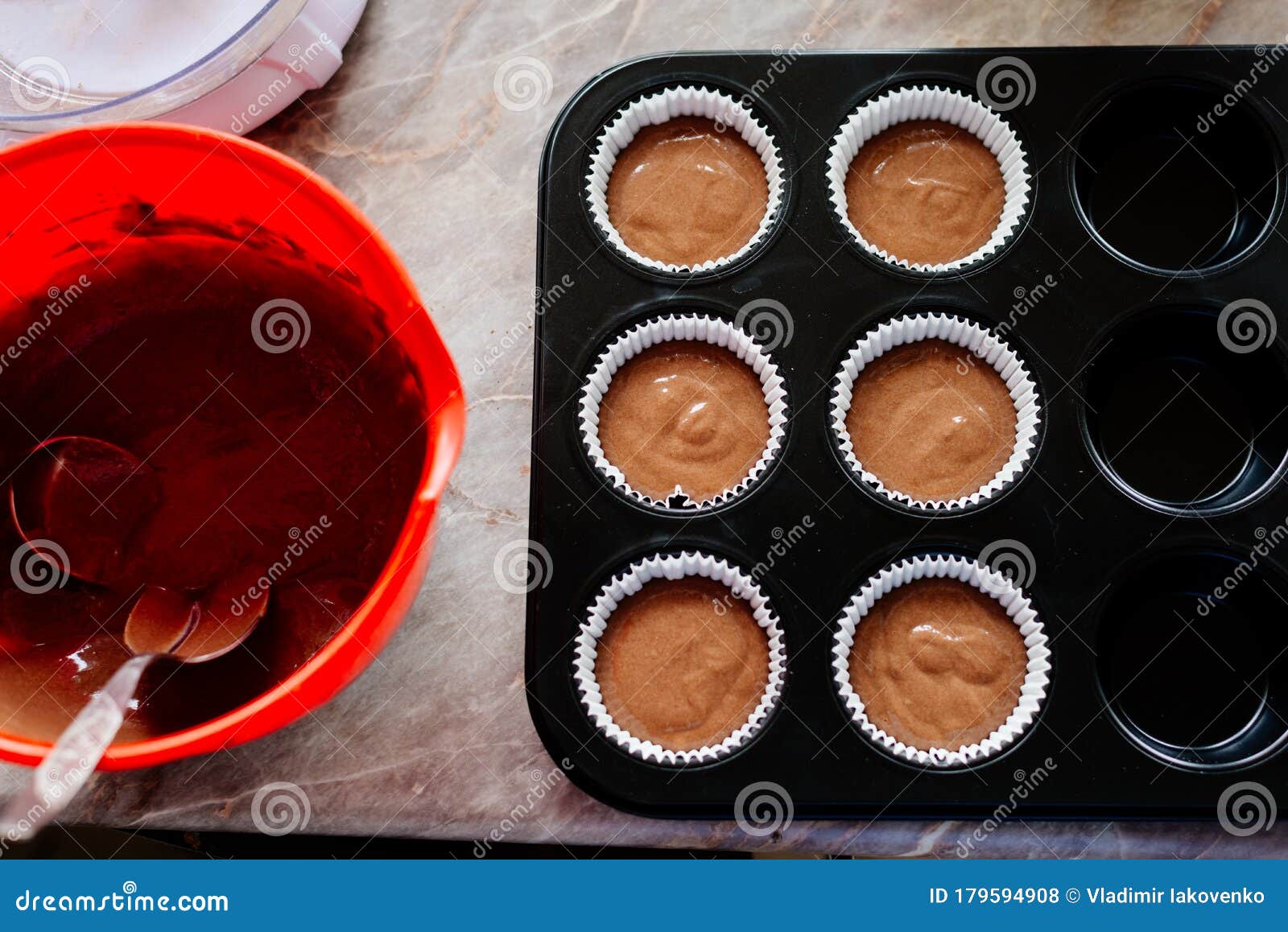 The Process of Making Homemade Chocolate Cupcakes Stock Photo - Image ...