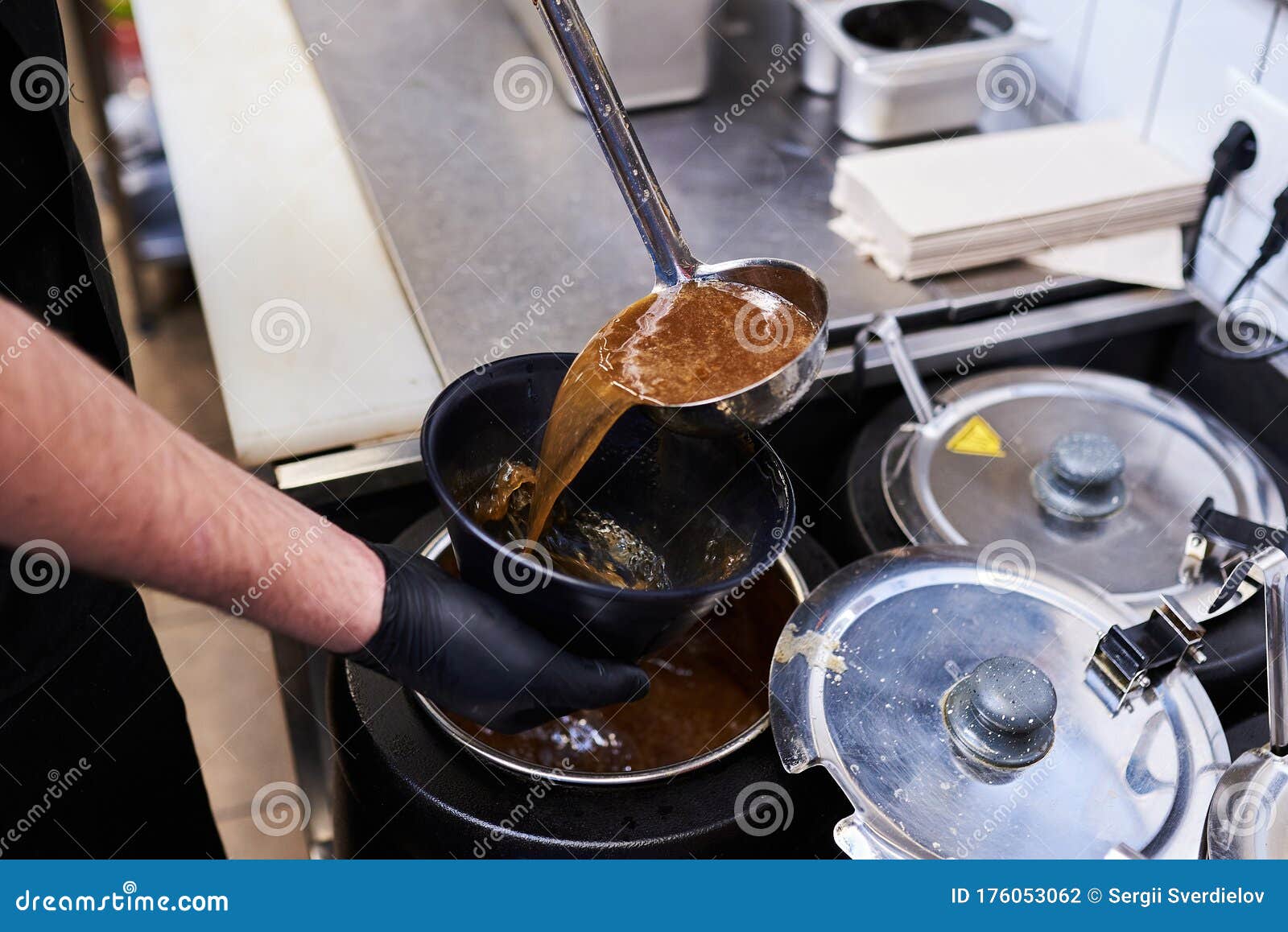 The Process of Making Japanese Traditional Soup Ramen Stock Photo ...