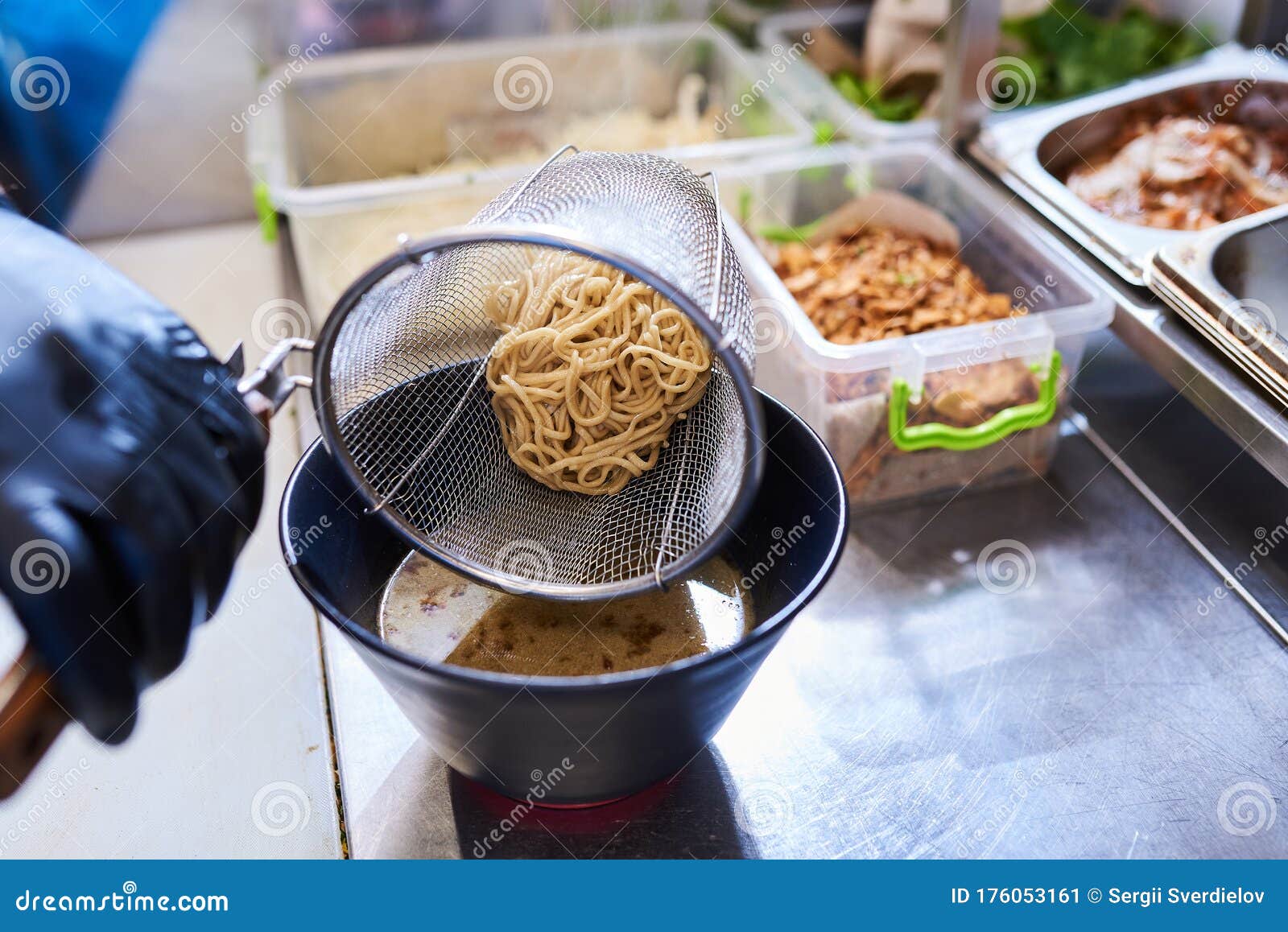 The Process of Making Japanese Traditional Soup Ramen Stock Image ...