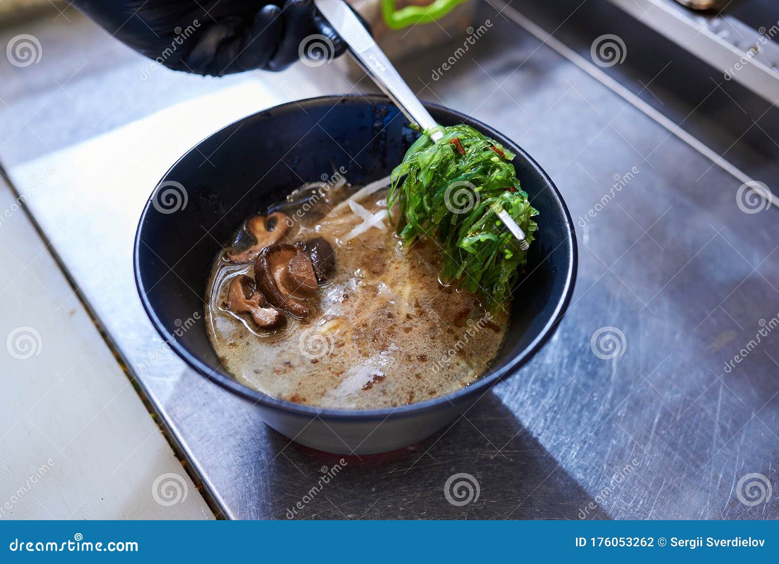 The Process of Making Japanese Traditional Soup Ramen Stock Photo ...