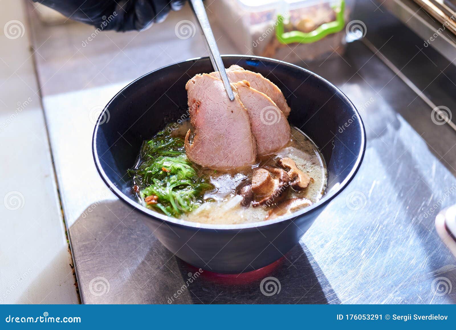 The Process of Making Japanese Traditional Soup Ramen Stock Image ...