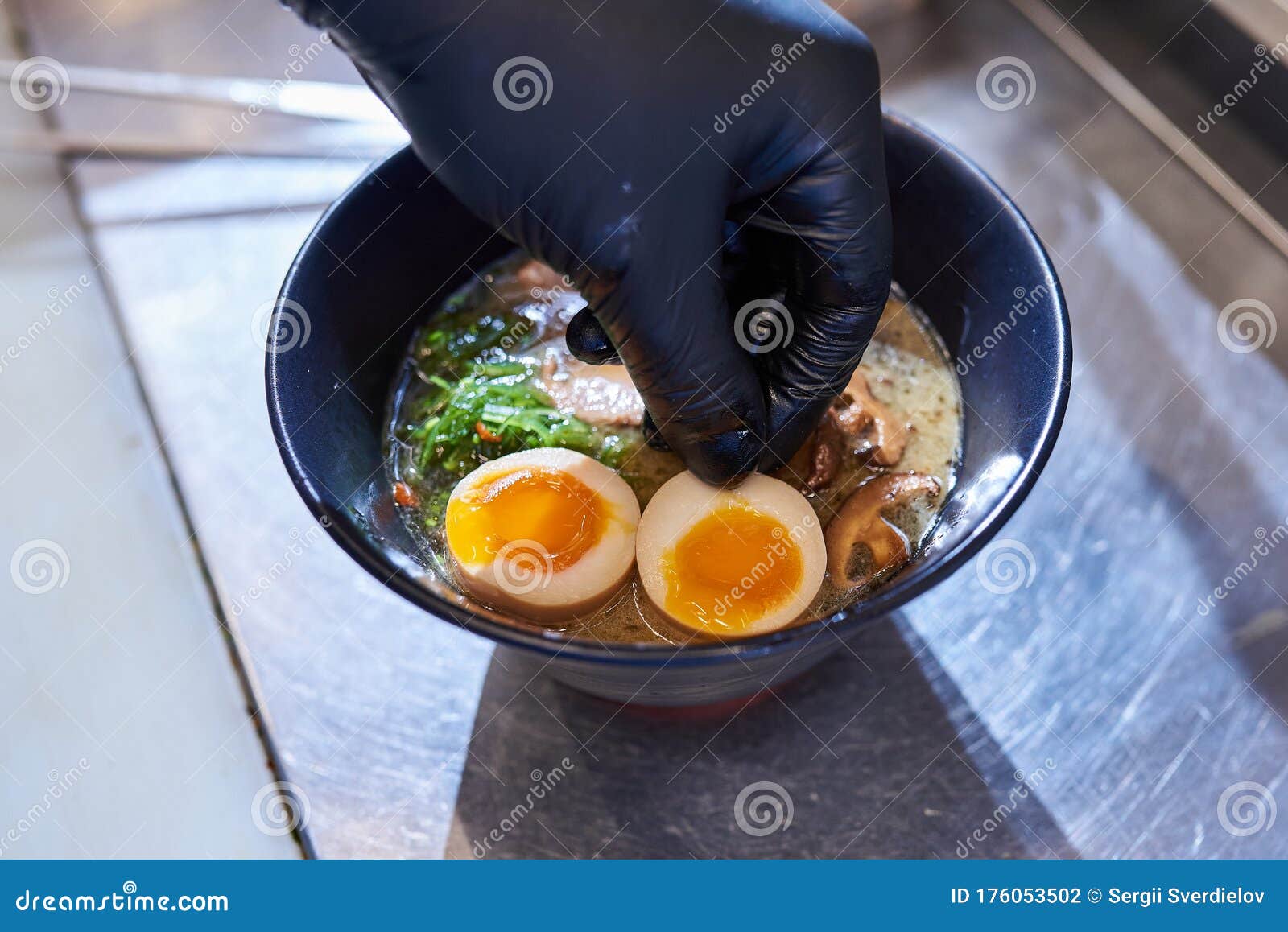 The Process of Making Japanese Traditional Soup Ramen Stock Photo ...