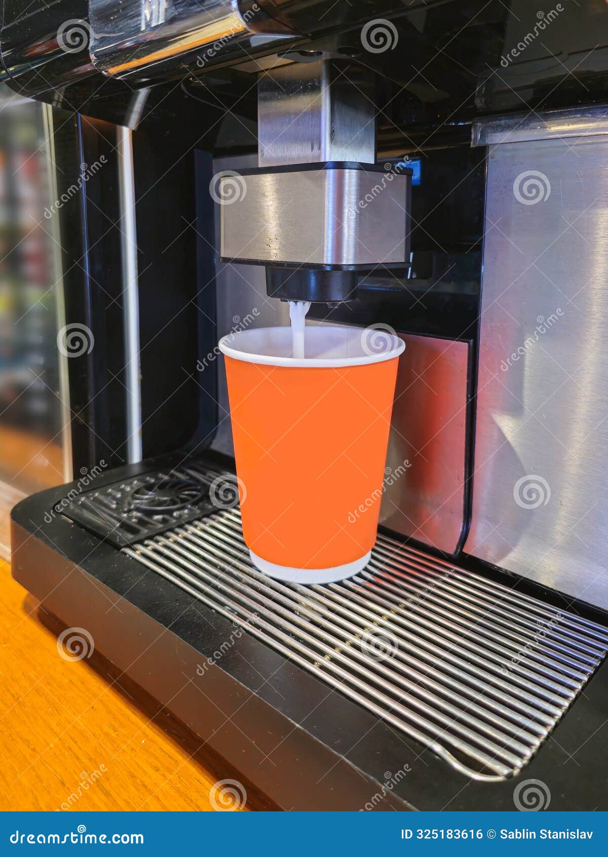 Process of Making Latte Coffee in a Coffee Machine Stock Photo - Image ...