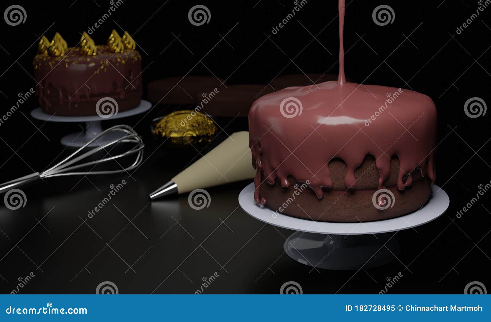 The Process of Making 3 Layers of Soft Chocolate Cake. Pour the ...