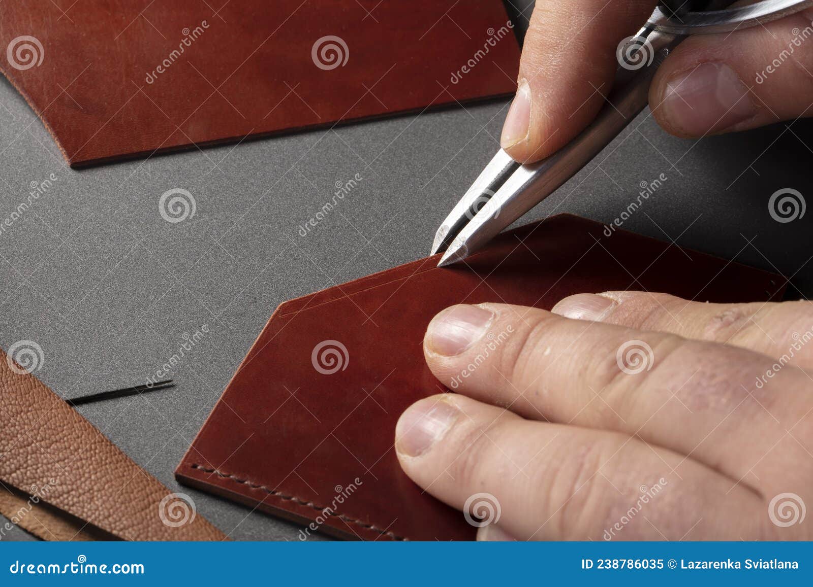 The Process of Making Leather Goods Stock Image - Image of handmade ...