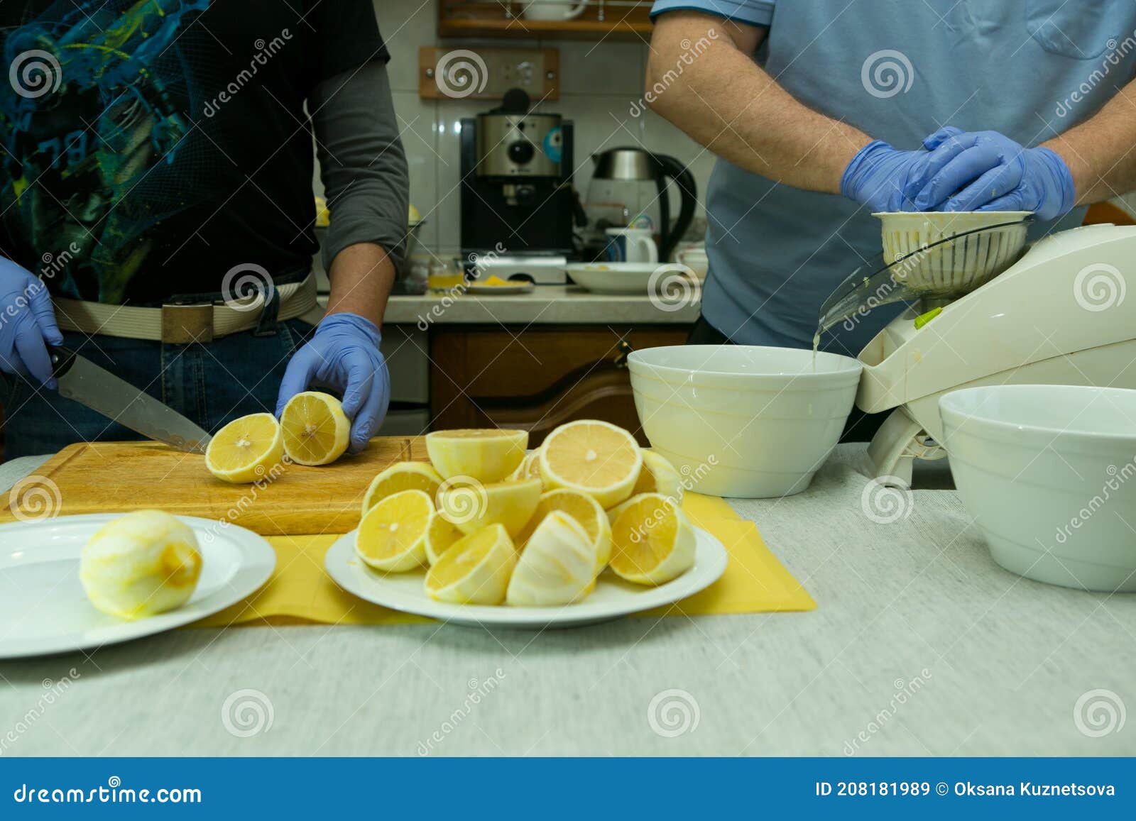 The Process of Making Limoncello Lemon Liqueur at Home. Stock Image ...
