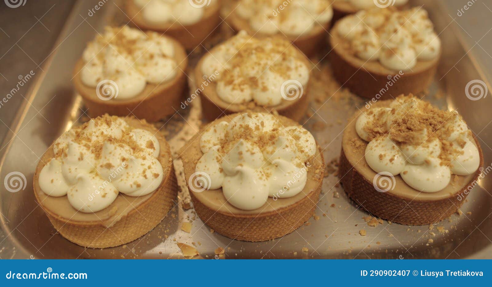 Sprinkle and Decorate Mini Tarts with Grated Nuts Stock Image - Image ...