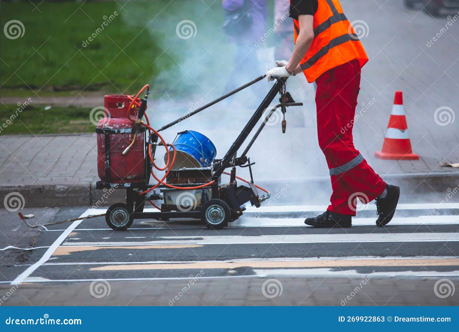 Process of Making New Road Surface Markings with a Line Striping ...