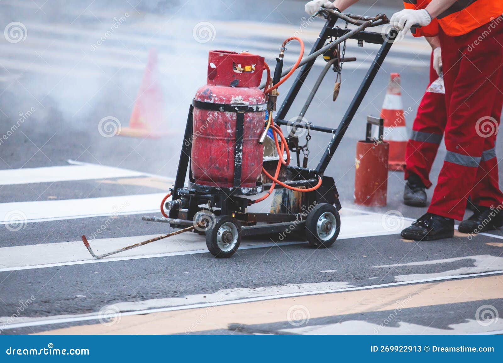 Process of Making New Road Surface Markings with a Line Striping ...